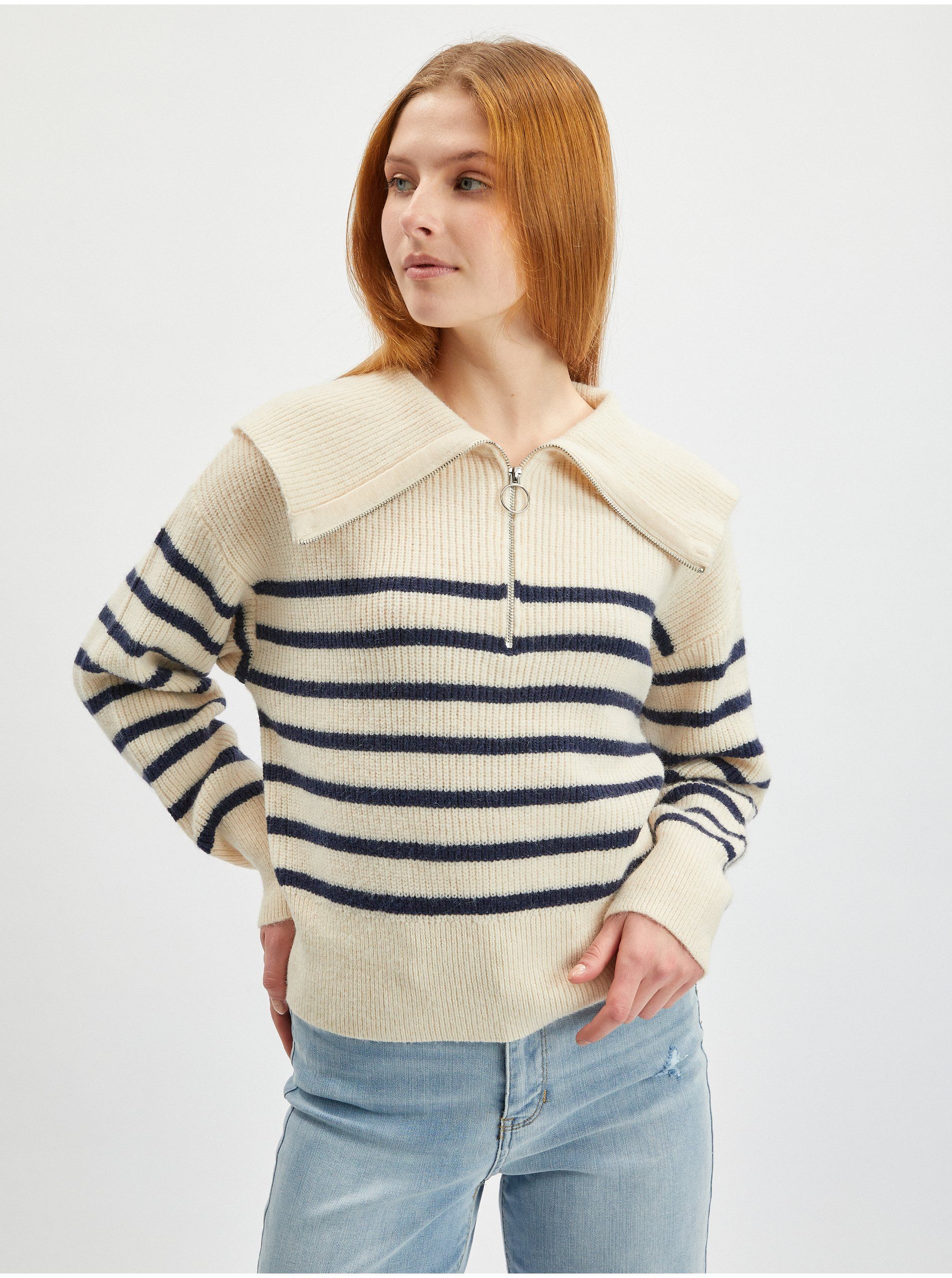 Cremefarbener gestreifter Damen-Pullover ORSAY | Orsay.at - Der ... Cremefarbener gestreifter Damen-Pullover ORSAY | Orsay.at - Der ...